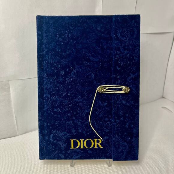 Dior | Office | Christian Dior Navy Velvet Embossed Hardcover Notebook ...